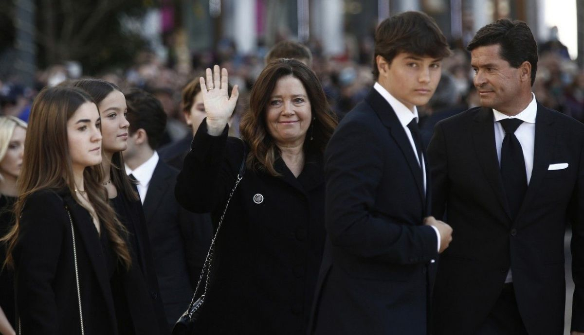 Alexia of Greece and Carlos Morales attend the funeral of King Constantine